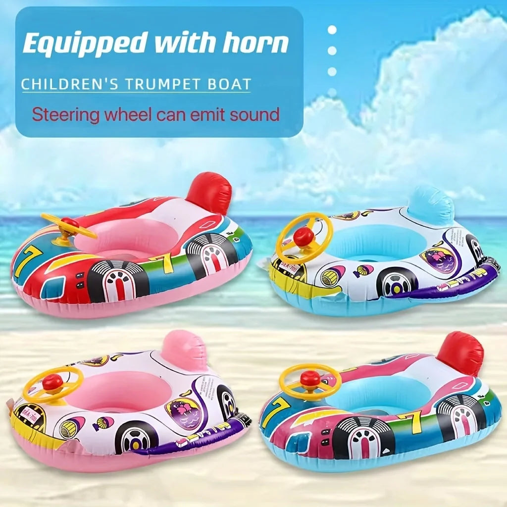 Baby Inflatable Pool Float Swimming Float Boat with Steering Wheel ...